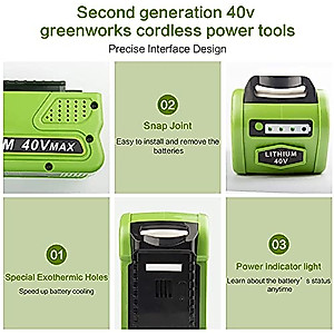 2-Pack High-Output 6.0Ah 40V Battery for GREENWORKS 40-Volt Tools Battery (G-MAX 40V System)