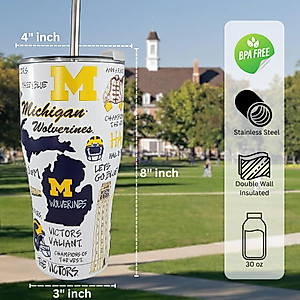 University of Michigan 30oz Stainless Steel 3D Icon Tumbler – High Performance Double-Walled Thermos w/Convertible Lid & Straw – Insulated Decorative NCAA Beverage Vessel – Keeps Drinks Hot or Cold