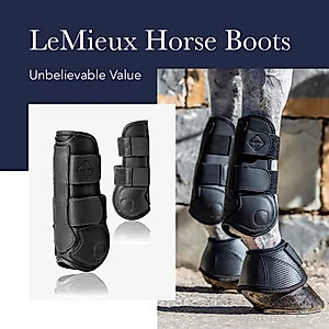 LeMieux Impact Responsive Horse Tendon Boots - Protective Gear and Training Equipment - Equine Boots, Wraps & Accessories - Tendon Protection and Support (Black/Medium)