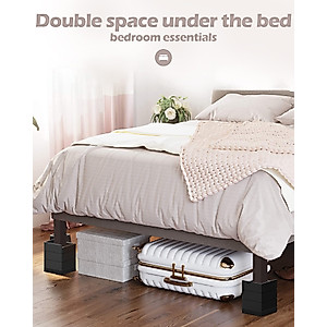 Furniture Risers, Tclouda Bed/Sofa/Desk/Table/Chair Leg/Fridge Lifts to 1.5, 3 and 4 in, Rectangle Adjustable Risers Blocks for Extenders, Heavy Duty Supports Up to 1300 Lbs, 1.5 in-Black-Square