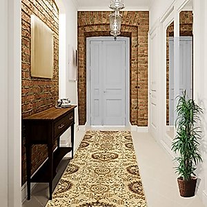 SUPERIOR Indoor Runner Area Rug with Jute Backing, Perfect for Entry, Hallway, Kitchen, Office, Dorm, Bedroom, Hardwood Floors, Living Room, Enchanted Contemporary Design, Poplar Collection, 2'7" x 8'