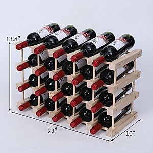 FDHUIJIA Wine Rack Small countertop Cabinet Stackable Storage Wooden freestanding Floor Wine Holder (20 Bottles)