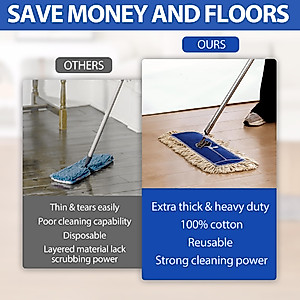 2 Pack - 24" Wide X 5 Cotton Floor Dust Mop Head Refill Short Fiber for Easy Sweep - Replacement Replacement Head for Home & Commercial Use