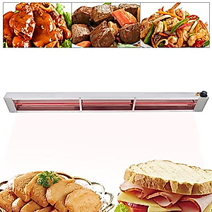 JINHZIXIU 60in Electric Strip Heater Commercial Grade Infrared Electric Food Warmer, Pass-Through Stations Heating Adjustable Temperature for Catering, Cafeterias 1000W, Stainless Steel 12A 110V