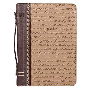 Christian Art Gifts Men's Classic Bible Cover for I Know The Plans Jeremiah 29:11, Brown Faux Leather, Large