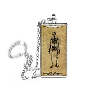 Steampunk Halloween Rectangle Pendant- Skeleton