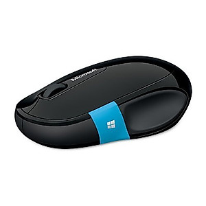 Microsoft Sculpt Comfort Mouse - Black. Comfortable design, Customizable Windows Touch Tab, 4-Way Scrolling,Bluetooth Mouse for PC/Laptop/Desktop, works with Mac/Windows Computers