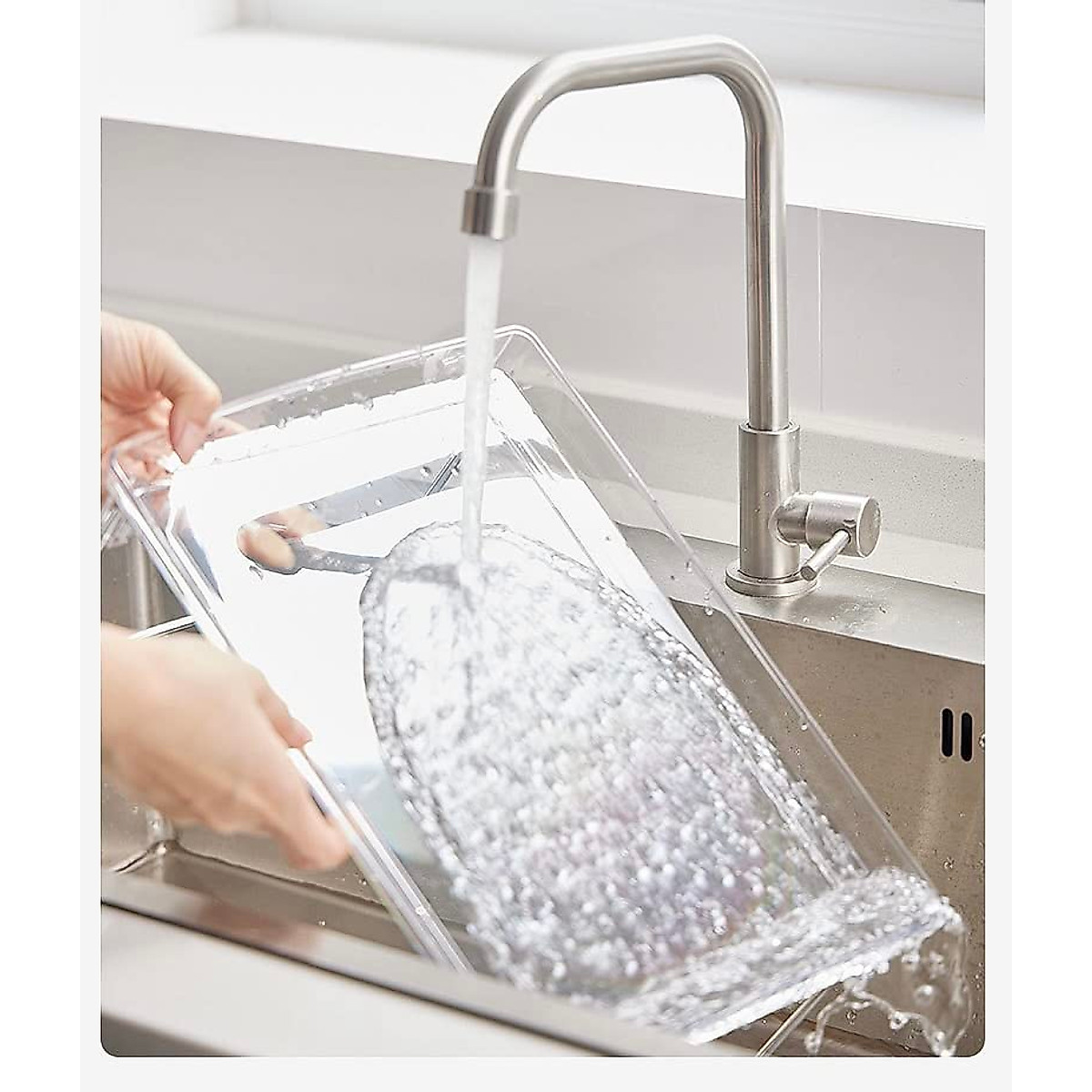 HAJÄRR Foldable Stackable Storage Table, Bathroom Counter Organizer, Clear Makeup Organizer, Kitchen Spice Cabinet and Rack Organizer, Pantry Storage, Perfume Organizer, Desk Organizer