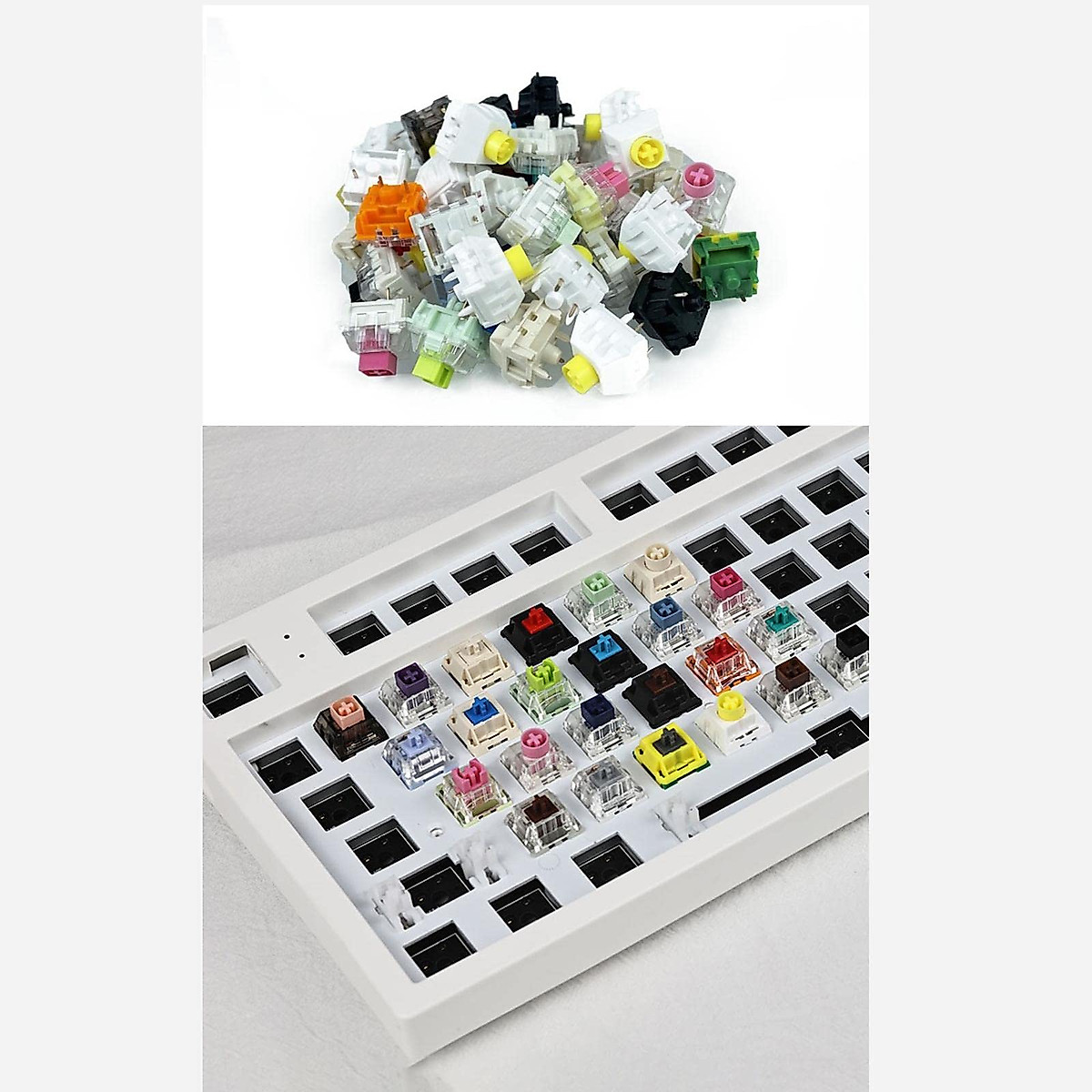 Ronyme Mk870 Translucent 87 Keys Mechanical Gaming Keyboard Full Key FN2 Layer Editing Programming, White