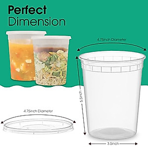 BaydenB 32 oz Deli Containers with Lids | Food-Grade Plastic, Microwave and Freezer Safe, Stackable, Leak-Proof, and Versatile for Meal Prep, Leftovers, and Takeout Storage (15)