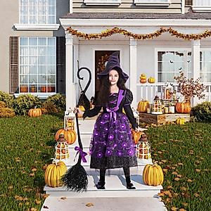 Poshetion Halloween Witch Broom with Ribbons for Kids and Adults, Wizard Flying Wicked Broomstick Props for Cosplay Party, Witch Decorations, Black