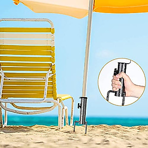 weallbuy Beach Umbrella Sand Anchor, Portable Umbrella Stand with Anchor for Patio/Beach/Parasol/Garden/Fishing, Adjustable Holder Stand for 0.9-1.2 Inch Umbrella (2)