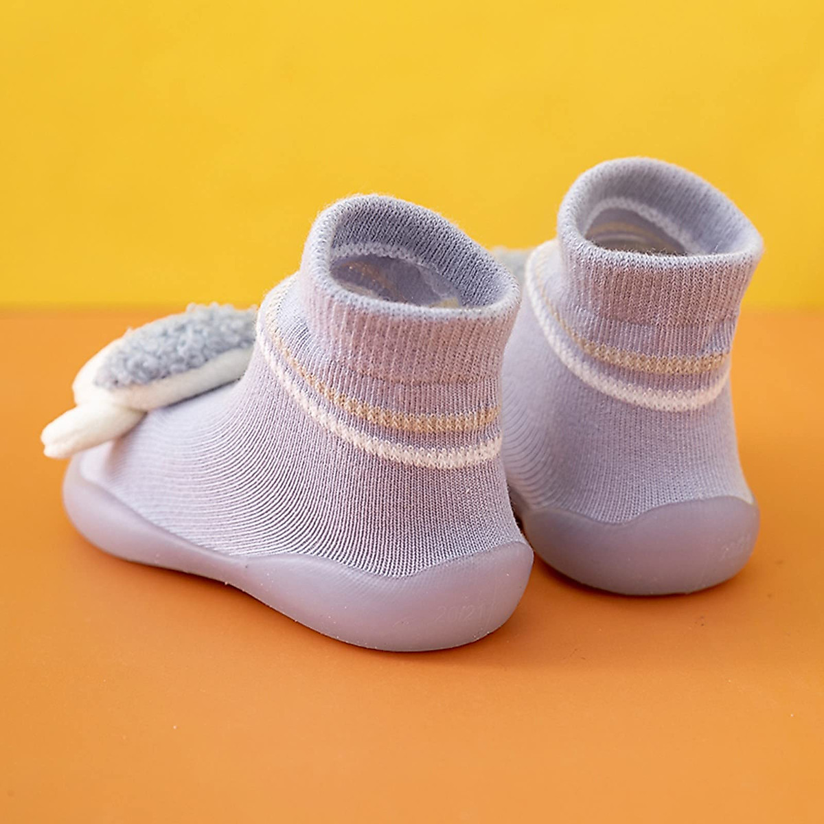 Infant Toddler Socks Shoes Size 2 3 4 5 6 7 8 9 Non-Skid Slipper Shoes with Rubber Sole Sneaker Cartoon Socks Toddler Walking Shoes Blue