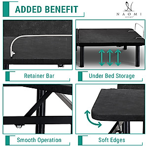 Naomi Home 15" Adjustable Bed Frame with Head & Foot Incline, Height Adjustable Bed Base, Black - Full