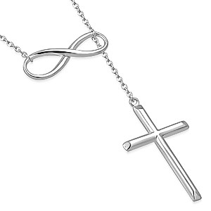 925 Sterling Silver Infinity Cross Necklace For Women - Modern Cross And Infinity Necklace - Infinity Love Cross Pendant In 3 Color Styles - Religious Jewelry with Adjustable Chain - Top Gifting Idea