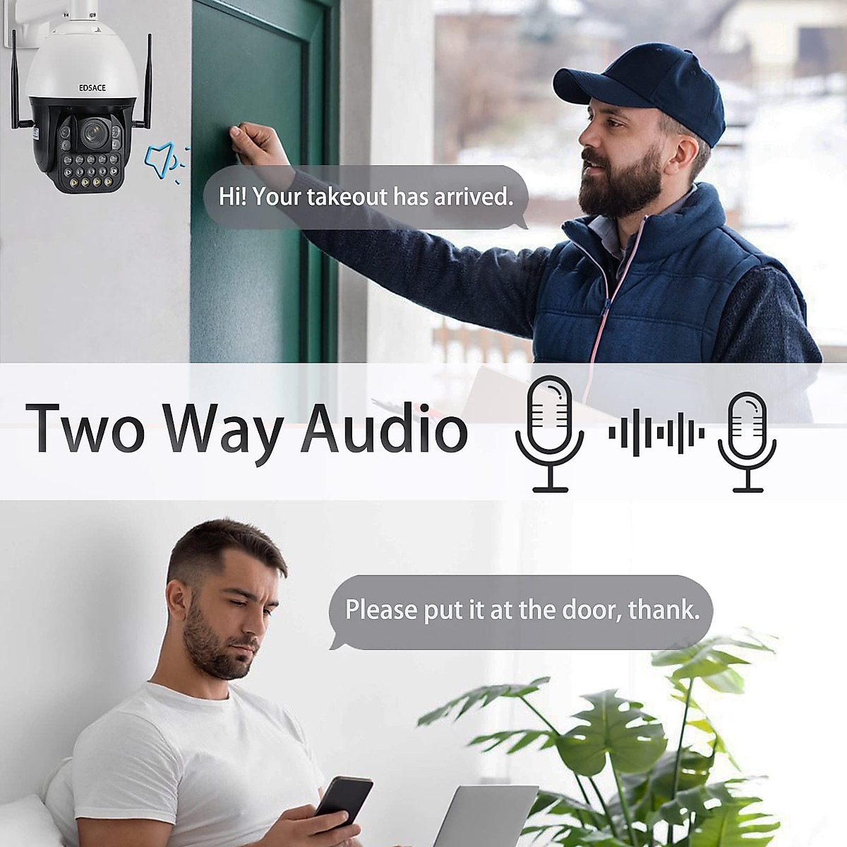 EDSACE 5MP PTZ Camera 36X Optical Zoom,Ontinuous 360° pan,Auto Tracking,Human Detection,Two Way Audio,Long Range Infrared Night Vision up to 393ft (Built-in Audio)