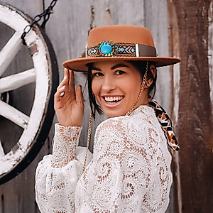 6 Pcs Cowboy Hat Band Replacement Ethnic Western Hat Belts Rural Classical Mexican Turquoise Hatbands (Classic Style)