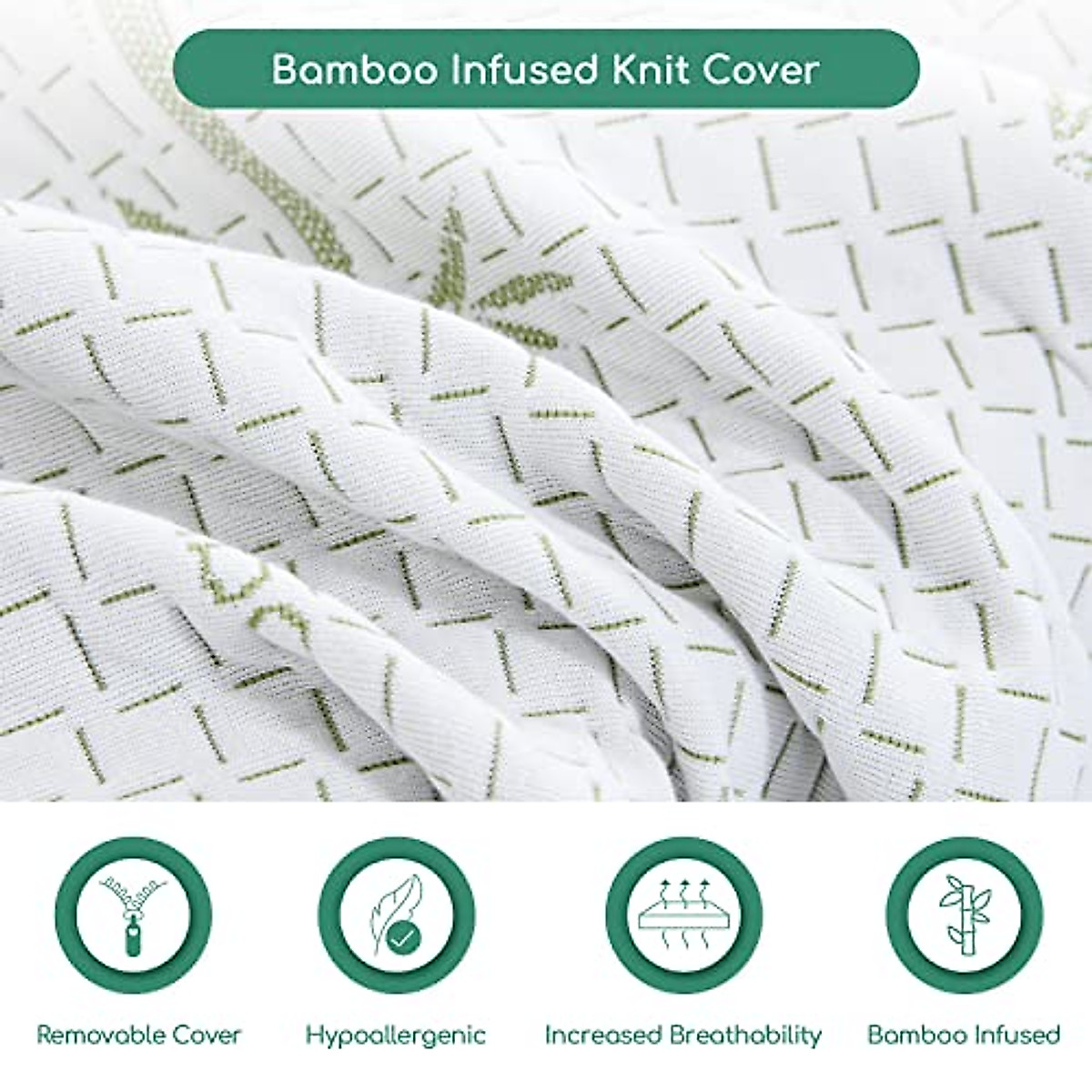 Airdown Twin XL Mattress, 6 Inch Memory Foam Mattress in a Box for Kids with Breathable Bamboo Cover, Medium Firm Green Tea Gel Mattress for Bunk Bed, Trundle Bed, CertiPUR-US Certified, Made in USA