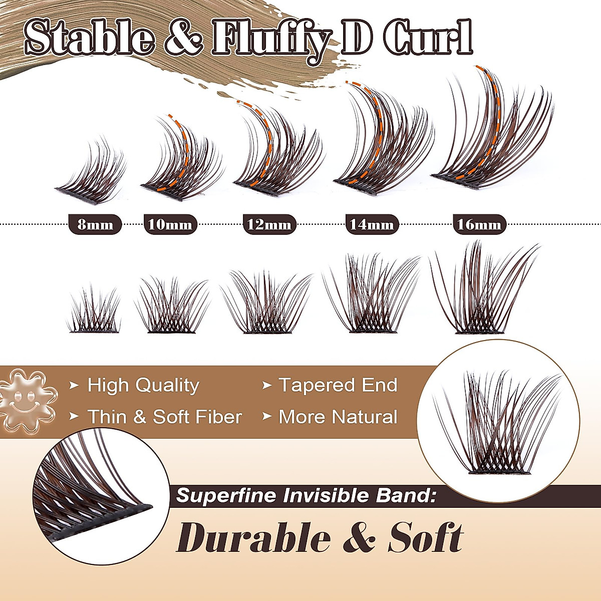 Lash Extension Kit Brown Lash Clusters with Brown Bond and Seal DIY Eyelash Extension Kit Natural Look 8-16mm Lash Clusters Kit DIY at Home by Yawamica