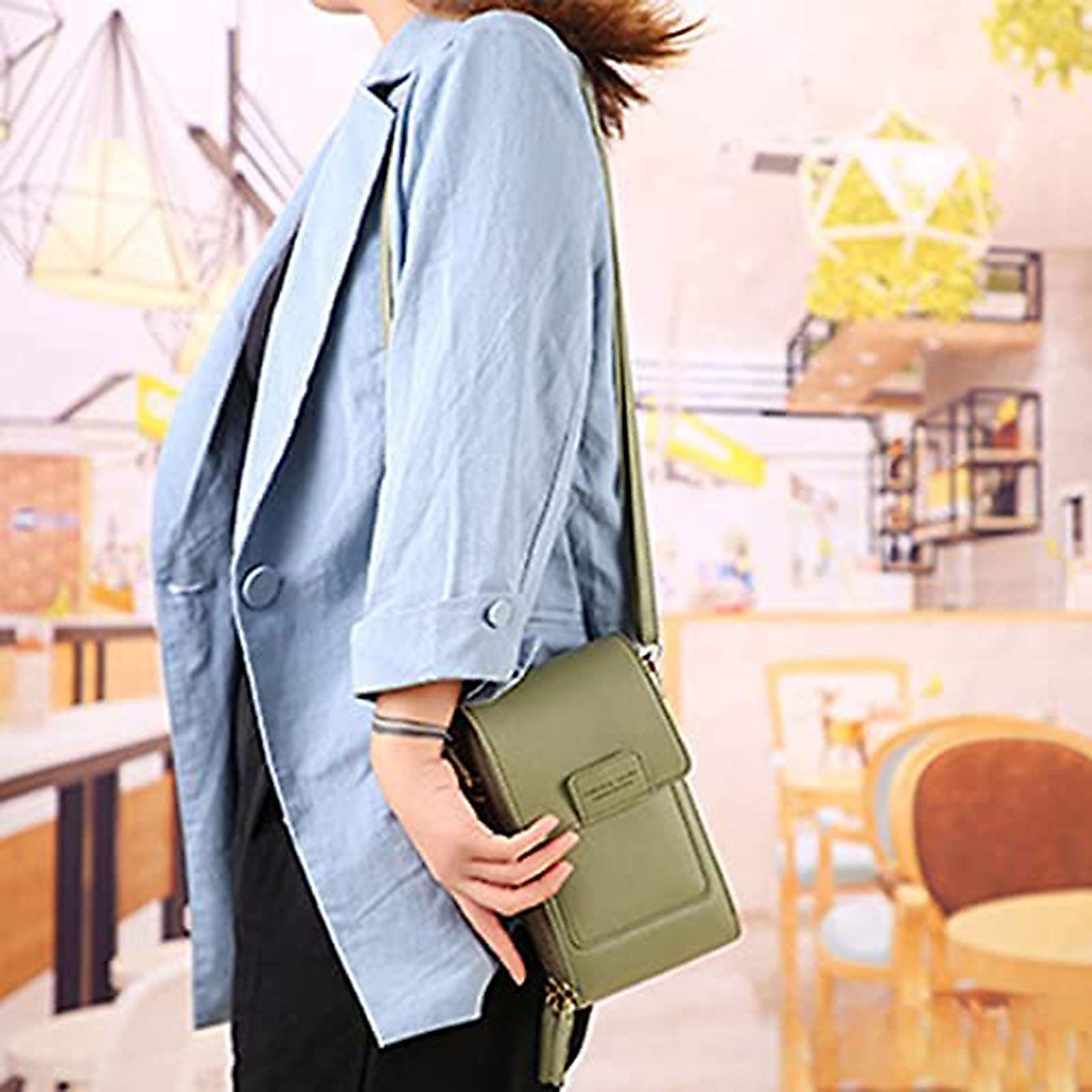 Eliaukly Touchscreen Phone Crossbody Bag for Women Cell Phone Purse Wallet with Multiple Credit Card Slots for iPhone15/15Pro etc. Blue
