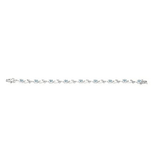 Gem Stone King 4.63 Cttw Oval Sky Blue Aquamarine and Diamond Greek Vine Tennis Bracelet For Women In 925 Sterling Silver | Gemstone Birthstone | Oval 6X4MM | 7 Inch