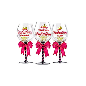 Happy Retirement Party Wine Glass for Women | Fun Gift Idea for Retired Female Coworker, Colleague, Best Friend, Mom, Teacher, Doctor, Boss | Funny 23 oz Cocktail Glass Present for Woman