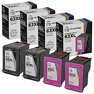 LD Products Remanufactured Ink Cartridge Replacement for HP 63XL High Yield (2 Black, 2 Color, 4-Pack)