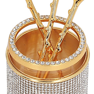 POYHKFD 6Pcs Coffee Spoons Set with Holder, Small Stainless Steel Gold Dessert Spoons Set, Zinc Alloy Gold Dessert Spoons Set, Spoon Organizer for Fruit Stirring Mixing Sugar Ice Cream Cake