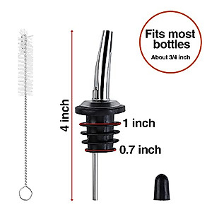 XMSound 48 Pack Stainless Steel Classic Bottle Pourers with Rubber Dust Caps，For Alcohol Spouts Bottle Spout Liquor Bottle Pourers Pour Spouts，For Liquor Bottles Liquor Pourers liquor dispenser bar