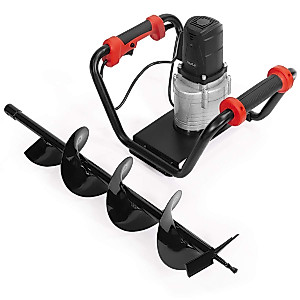 XtremepowerUS 1500W Post Hole Digger Earth Auger Hole Digger Electric Auger Digging Tools Auger with 6" Digging Auger Bit Set
