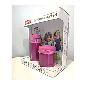 Thermos FUNtainer Lunch Set Bottle and Food Jar for Kids BPA Free Dishwasher Safe, 2 PC (Pink, 2 PC Set)