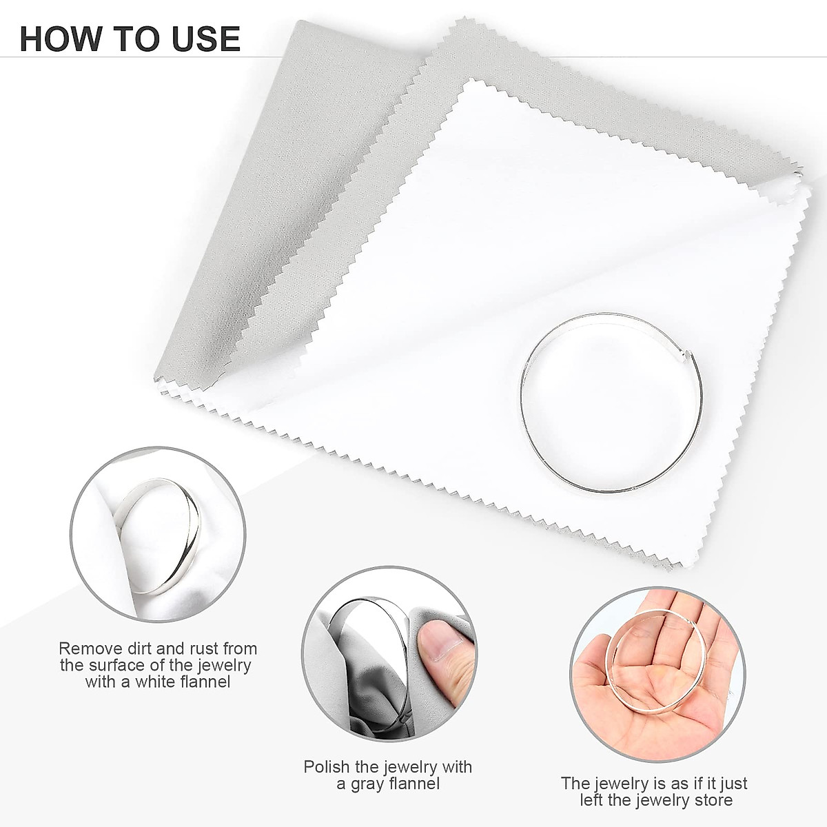 2 PCS Jewelry Cleaning and Polishing Cloth, 100% Pure Cotton Silver Polishing Cloth for Sterling Silver & Gold & Platinum Jewelry and Large Silverware, Reusable Soft Jewelry Cleaning Cloth