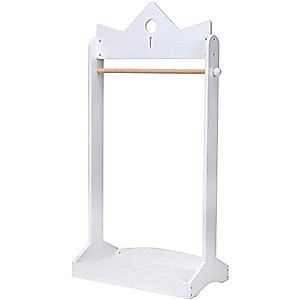 JOLIE VALLÉE TOYS & HOME 2-in-1 Kids Wood Armoire Wardrobe Crown Clothes Rack, White Baby Clothes Storage Rack Standing Closet, Boutique Clothes Rack Organizer for Toddler Girls 2-5 Years