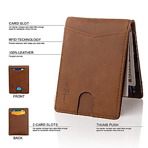 Blacaro - Fotenza Classic Leather Bifold Wallet for Men With ID Window - RFID Blocking - Keychain - Smart Design - Gift Box Wallet (Saddle)