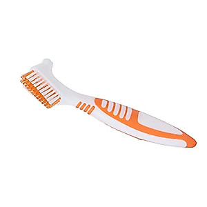 ANGGREK Denture Toothbrush, Dual Head Safe Denture Cleaning Tools for Partial Dentures Half Dentures Complete Dentures Orange
