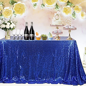YMRZED Royal Blue Glitter Sequin Tablecloth - 60X85 Inch Rectangle Banquet Tablecloth Sparkly Tablecloth for Thanksgiving for Christmas