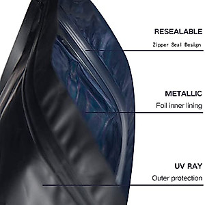 YunKo 100 PACK Black Mylar Bags for Food Storage Resealable Bags for Small Business(6x9 Inches)