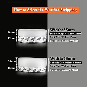 49.2FT Weather Stripping Door Seal, Silicone Door Seal Strip Door Window Seal, Silicone Sealing Tape for Door Draft Stopper Adhesive Glass Shower Door Bottom Seal Strip, Transparent (45 mm, 49.2ft)