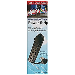 Simran SM-60 Universal Power Strip 3 Outlets for 110V-250V Worldwide Travel with Surge/Overload Protection