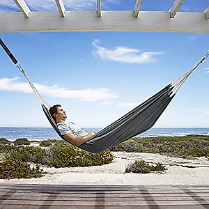 Gold Armour Hammock, Brazilian Style Hammock with Tree Straps for Hanging Durable Hammock, Portable Single Double Hammock for Camping Outdoor Indoor Patio Backyard (Dark Gray)