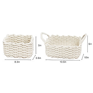 Woven Baskets, Set of 3 for Home, Office, Dorm Room, Living Room, Bedroom, Bathroom, Nursery Storage and Organization (WHITE)