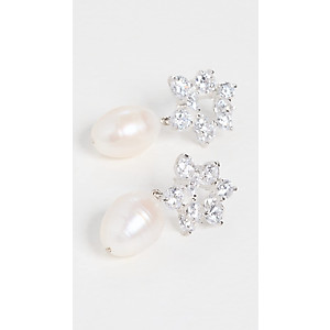 SHASHI Women's Kiara Drop Earrings, White Gold, One Size