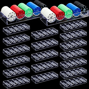 Yulejo 10/15/20 Pack Poker Chip Trays Acrylic Poker Chip Rack Poker Chip Holder Poker Chip Cases for Casino Game(15 Pack)