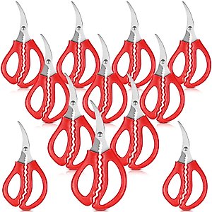 Gisafai 30 Pcs Kitchen Seafood Scissors for Crab Bulk, Red Leg Scissors Multifunctional Stainless Steel Shears Crab Leg Crackers Fish Crab Shrimp Lobster Scissors for Kitchen Seafood Peeling Tools