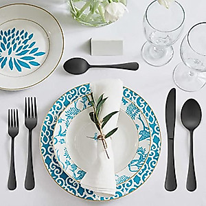 Homikit 40-Piece Matte Black Silverware Set, Stainless Steel Flatware Cutlery Set for 8, Modern Eating Utensils Include Knives Forks Spoons, Fancy Tableware for Home Restaurant Party, Dishwasher Safe