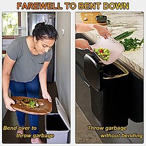 SXDLED Kitchen Trash Can with Lid, 2.1 Gal Hanging Kitchen Garbage Can Stainless Steel Bathroom Indoor Compost Bin for Counter Top, Wall-Mounted, Under Sink or Floor