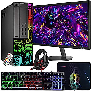 Dell Optiplex Small Desktop Computer (SFF) PC | Quad Core Intel i5 (3.2GHz) | 16GB DDR3 RAM | 512GB SSD | 24 Inch Monitor | RGB Gaming Keyboard & Mouse , Headset | Windows 10 Pro (Renewed)