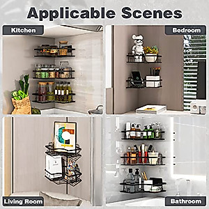 Monjuae Corner Shower Caddy 3 Pack, Shower Organizer, Strong Adhesive Shower Shelves, No Drilling, Waterproof, Rustproof Corner Shower Shelf for Inside Shower, Shower Rack for Bathroom, Kitchen, Black