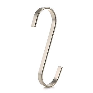 RuiLing 12-Pack 4.5 Inch S Flat Hooks Pearl Nickel Satin Chrome Finish Steel Hanging Flat Hooks - S Shaped Hook Heavy-Duty S Hooks, for Utensils,Plants,Towels,Gardening Tools,Clothes