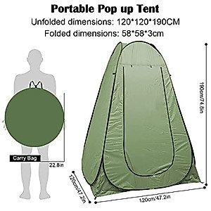 Petgin Pop Up Changing Room Privacy Tent – Instant Portable Outdoor Shower Tent, Camp Toilet, Rain Shelter for Camping & Beach with Carry Bag-Army Green